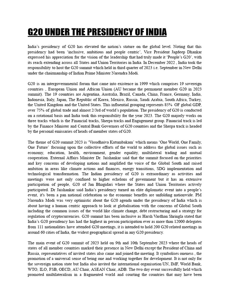 G20 PDF | PDF | International Relations | Economies