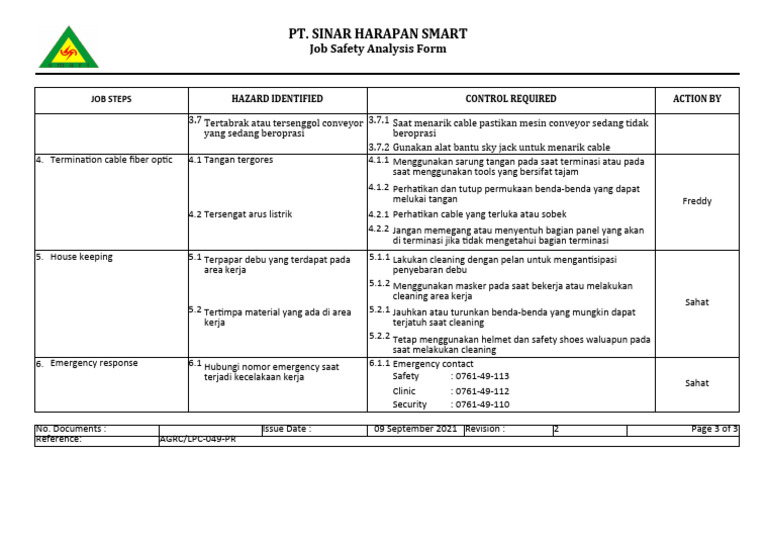 JSA Pulling Cable FO Finishing | PDF