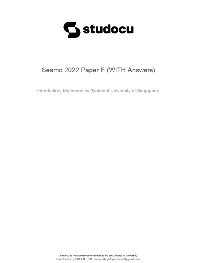 Seamo 2022 Paper e With Answers | PDF