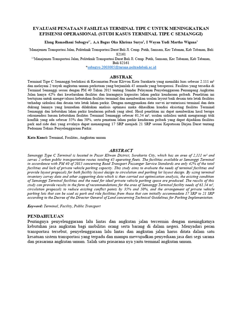 Evaluasi Penataan Fasilitas Terminal Tipe C Untuk Meningkatkan ...