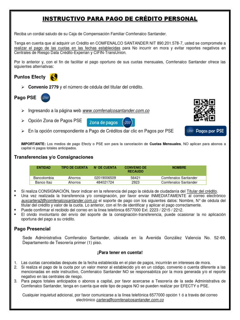 Instructivo para Pago de Crédito Personal Nuevo | PDF | Derecho | Negocios