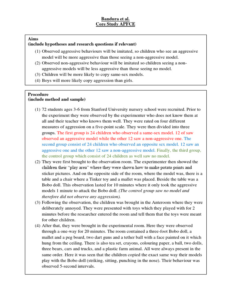 Bandura's Study | PDF