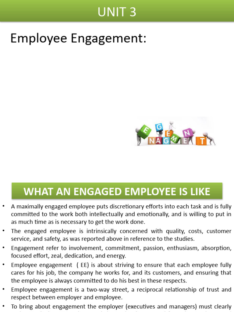 TM - Unit 3 Employee Engagement | PDF | Employment | Employee Retention