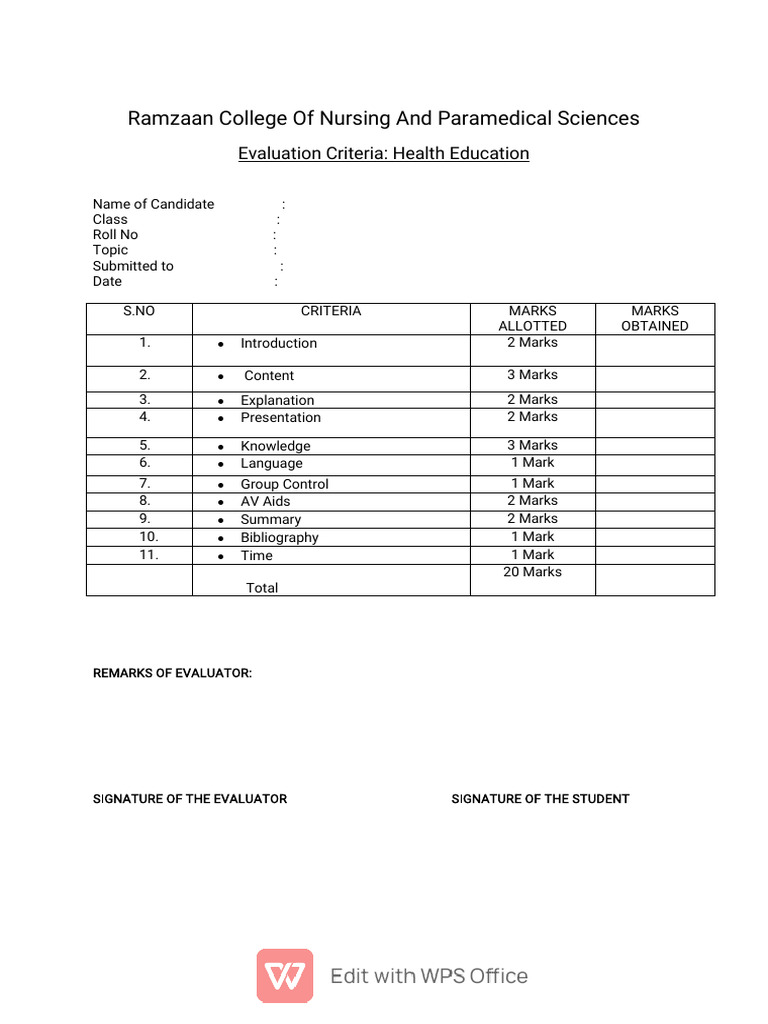 PT Evaluation Criteria2 | PDF