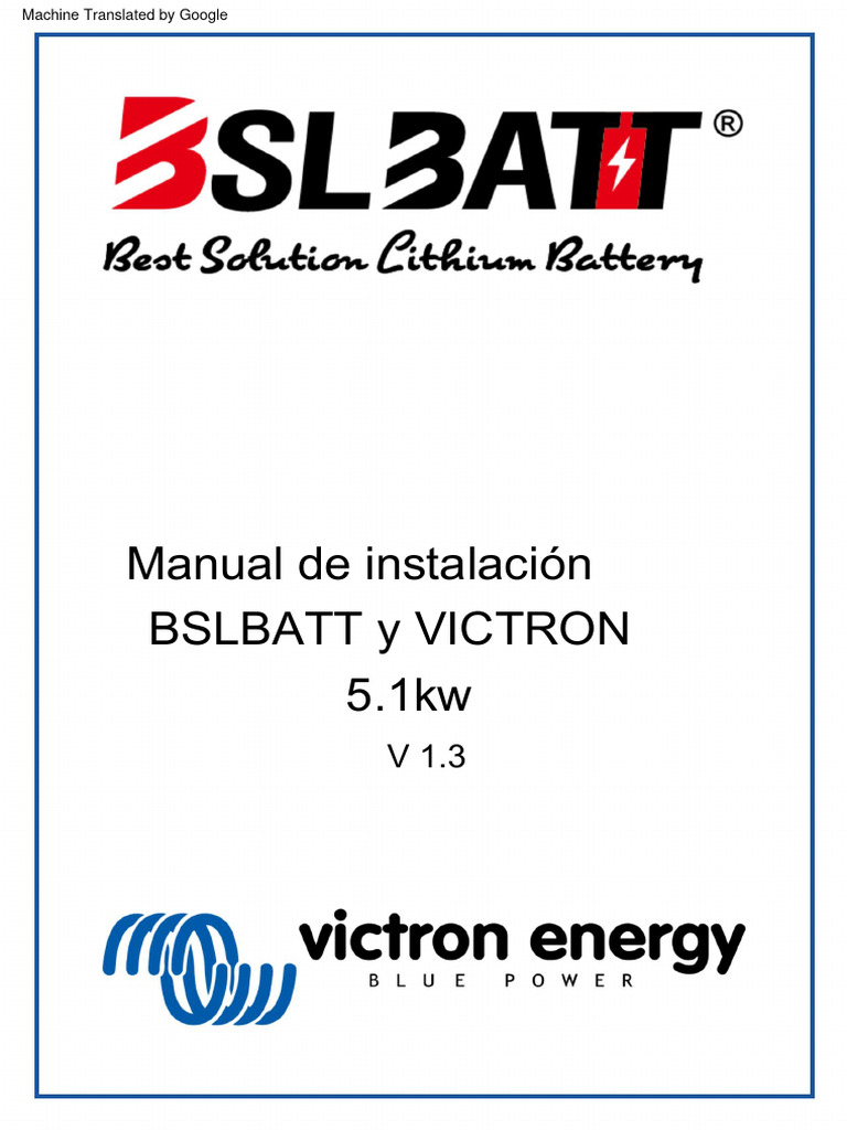 Bslbatt - 5.1k - Victron - Setup - Guide - v1.3 Manual Bateria Litio ...