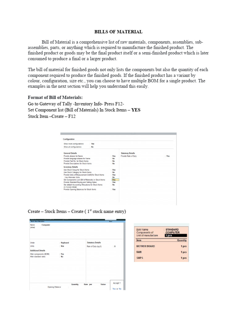Bills of Material 7 | Download Free PDF | Information And ...