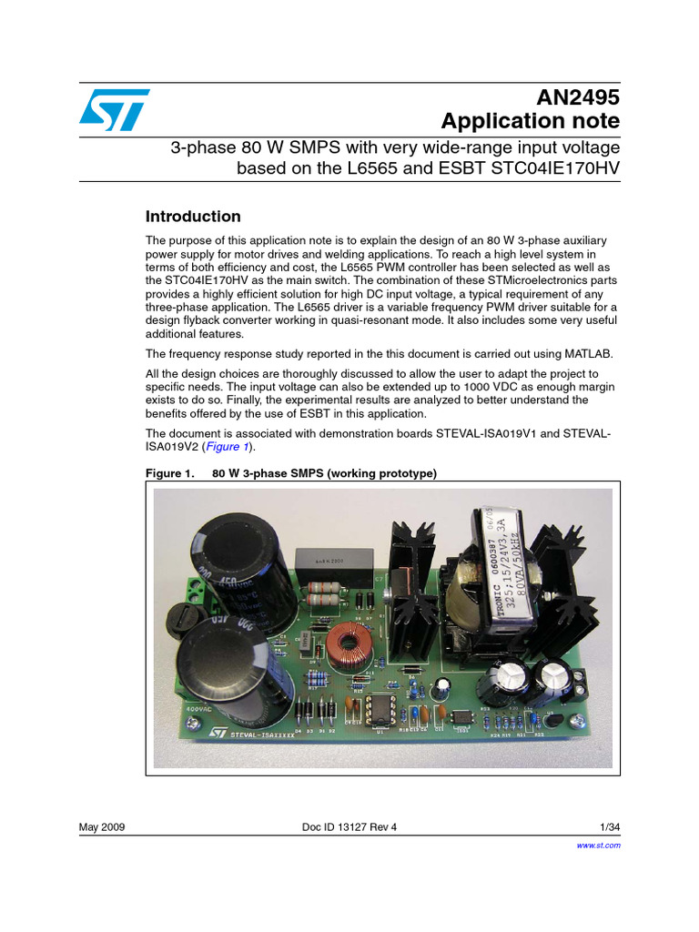 AN 2495 - STEVAL-ISA019v2 | PDF | Transformer | Inductance