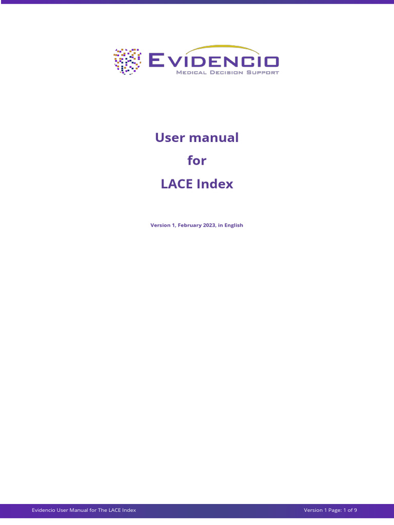 User manual LACE Index | PDF | Patient | Hospital