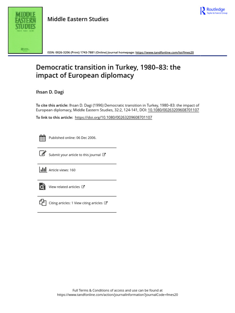 Democratic Transition in Turkey 1980 83 The Impact of European ...