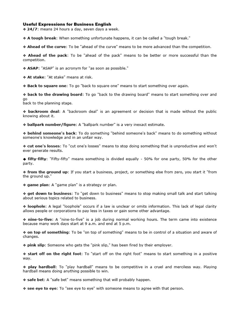 Business English Expressions Guide | PDF | Law