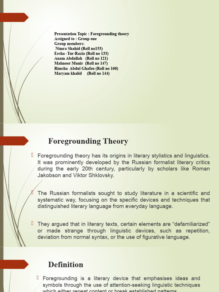 Foregrounding Theory | PDF | Word | Morphology (Linguistics)