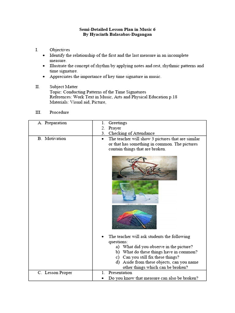 Semi-detailed Lesson Plan in Music 6 | PDF | Rhythm | Lesson Plan