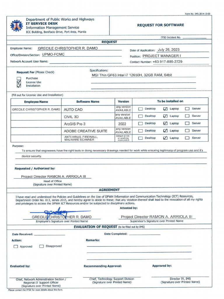 Software Installation Request | PDF