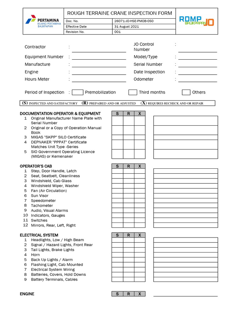 Rough Terrain Crane Form R001 | PDF | Crane (Machine) | Axle