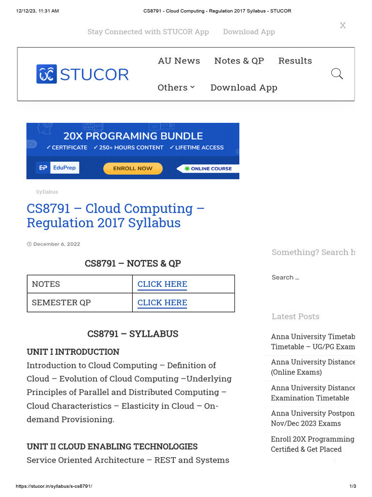 Syllabus Cloud | Download Free PDF | Cloud Computing | Computing