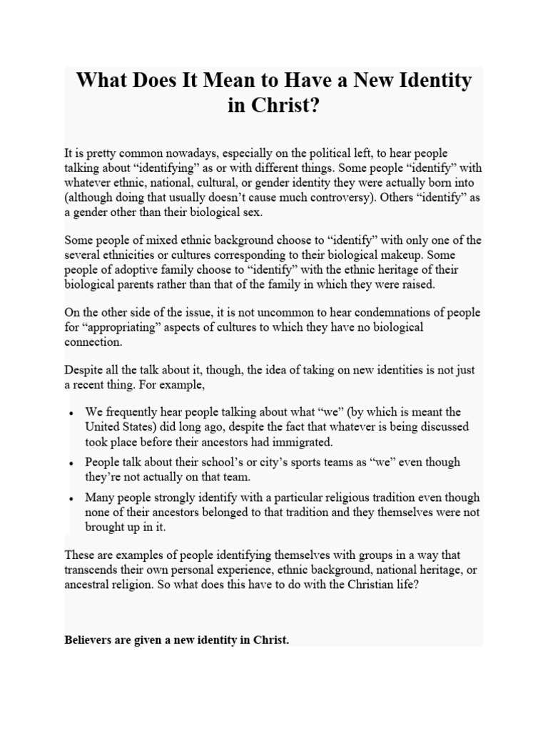 What Does It Mean To Have A New Identity in Christ | PDF | Jesus ...