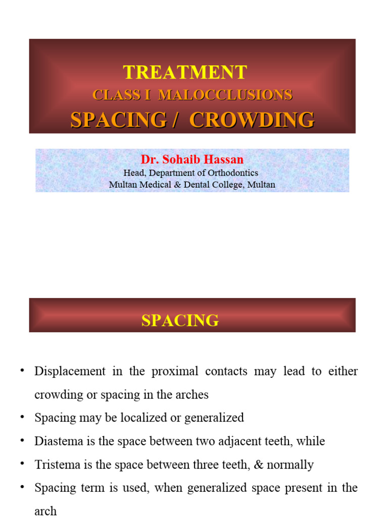 Management Of Class I Spacing Pdf Orthodontics Tooth