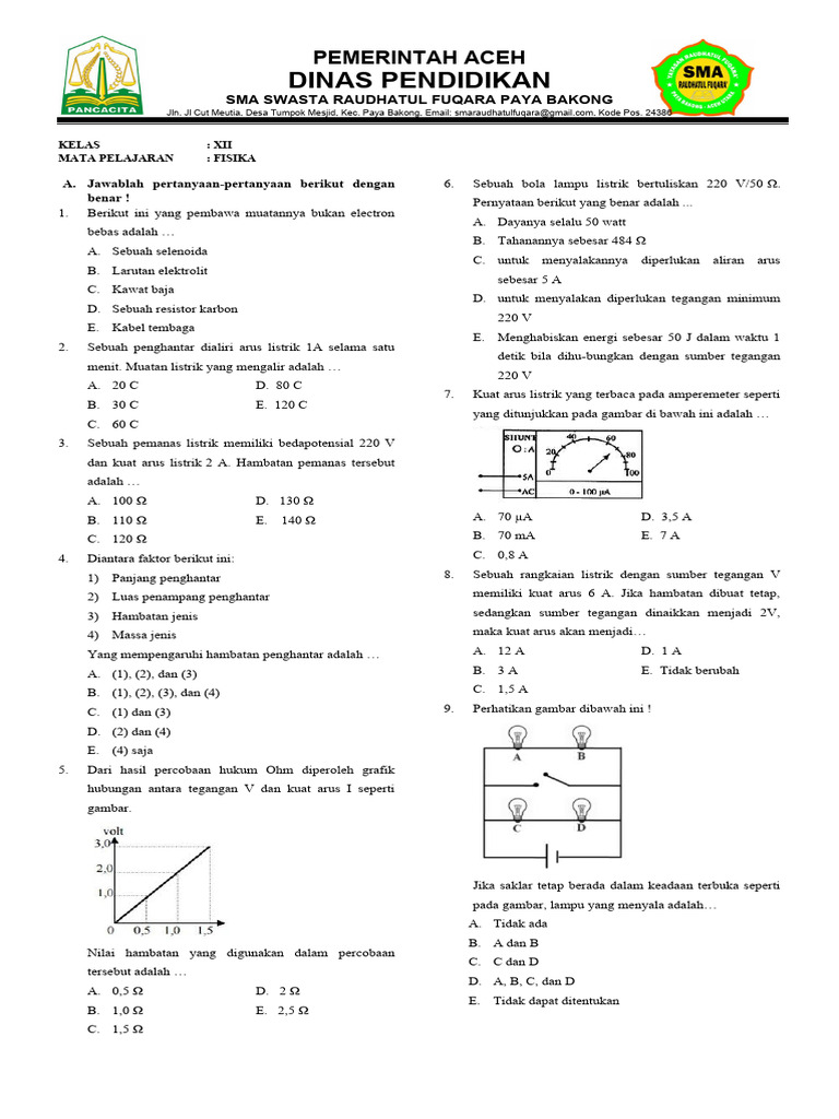 Soal Fisika Kelas Xii 2023 | PDF
