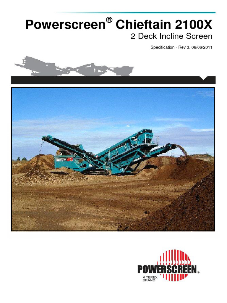 PDF Powerscreen Chieftain 2100X 2 Deck Tech Spec Rev3 06-03-2011 ...