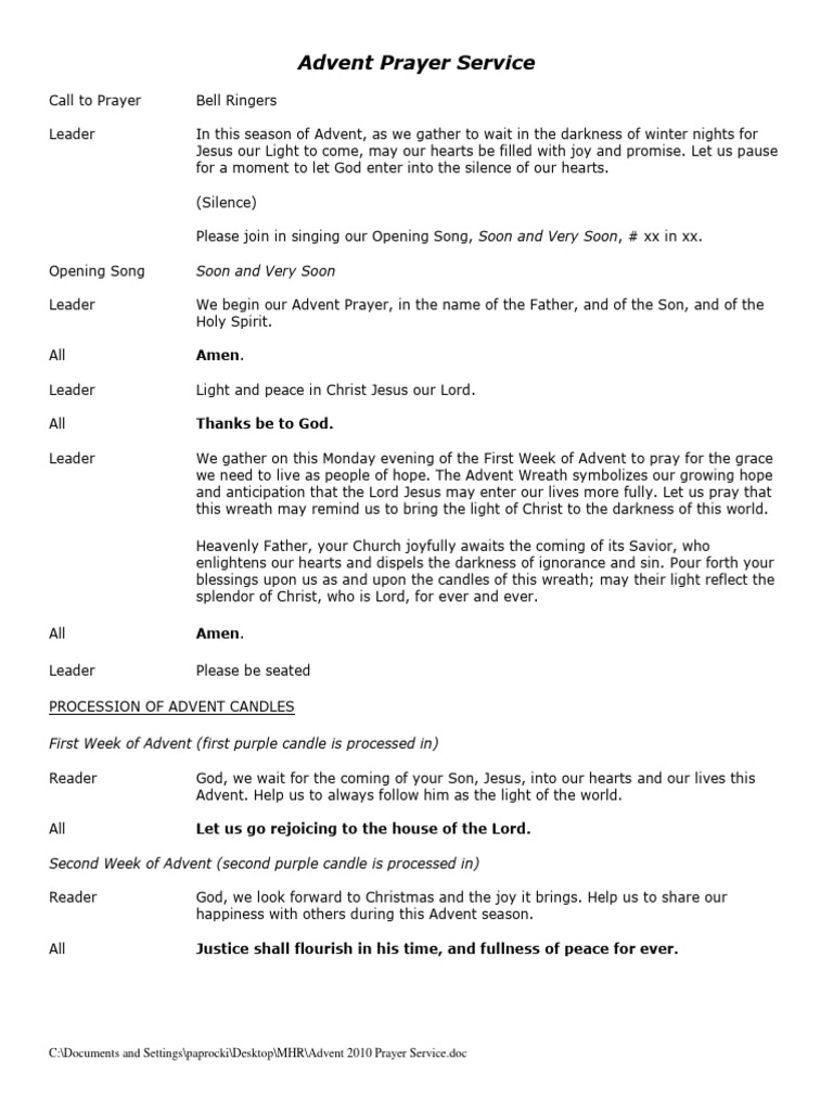 Advent 2010 Prayer Service | PDF | Advent | Prayer