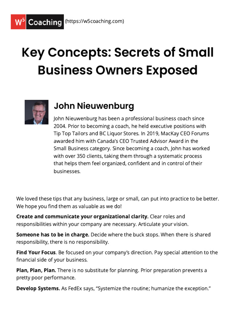 Secrets of Small Business Owners Exposed | PDF