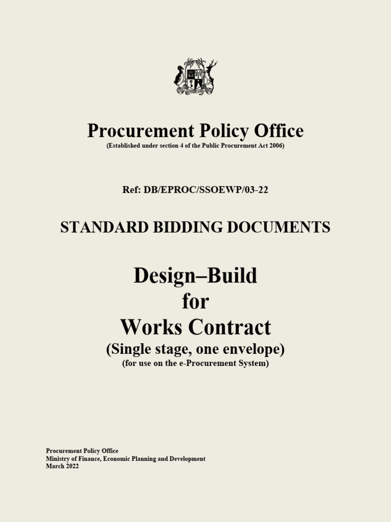 e-D&B Works - Single Tage Without Prequalification (One Envelope | PDF