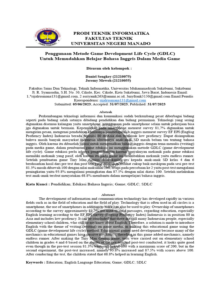 Jurnal Pengembangan Game | PDF