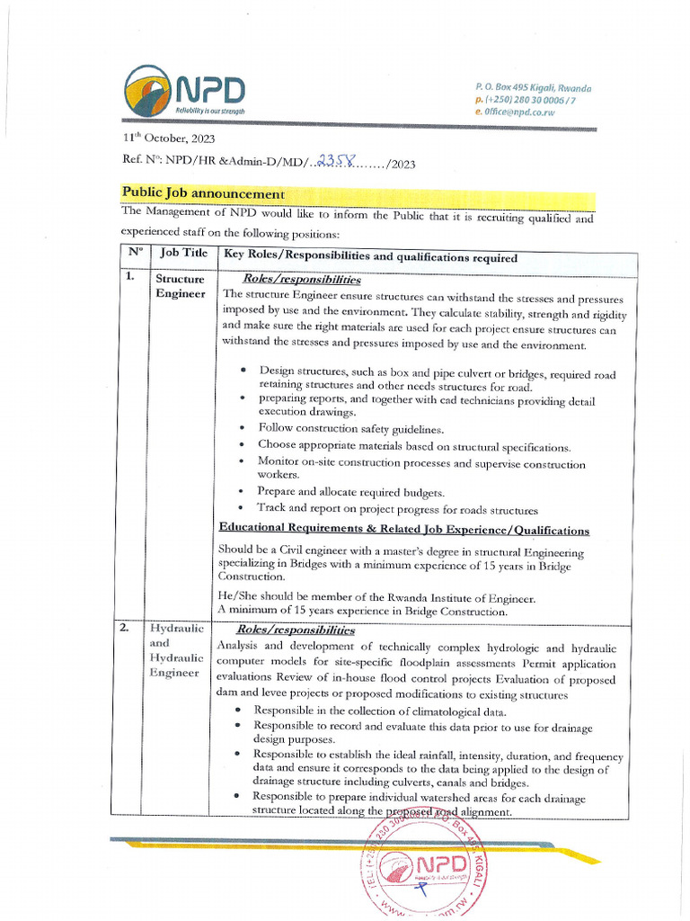 Job Advertisement NPD Lte | PDF