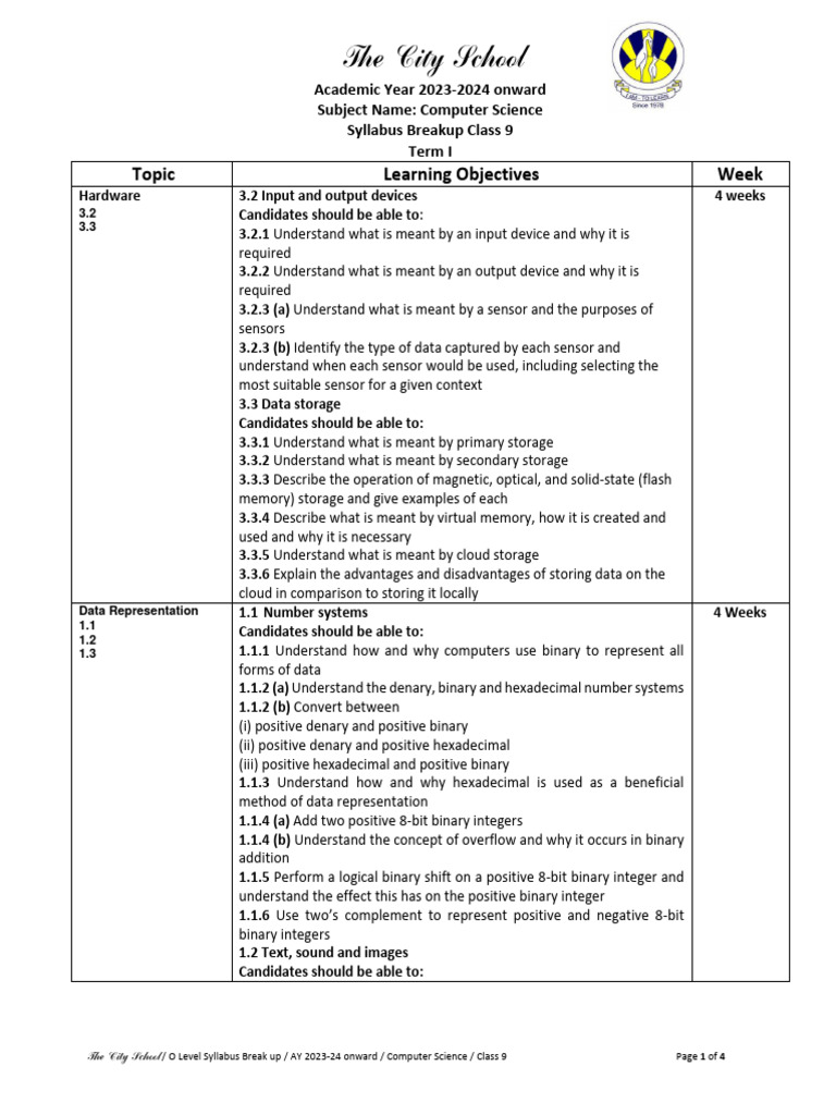 Computer Science Class 9 AY 2023-24 | PDF | Central Processing Unit ...