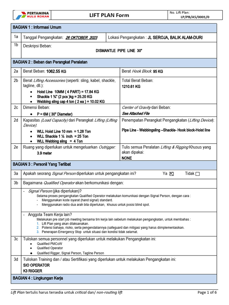 Form Lift Plan Dis 30inch | PDF