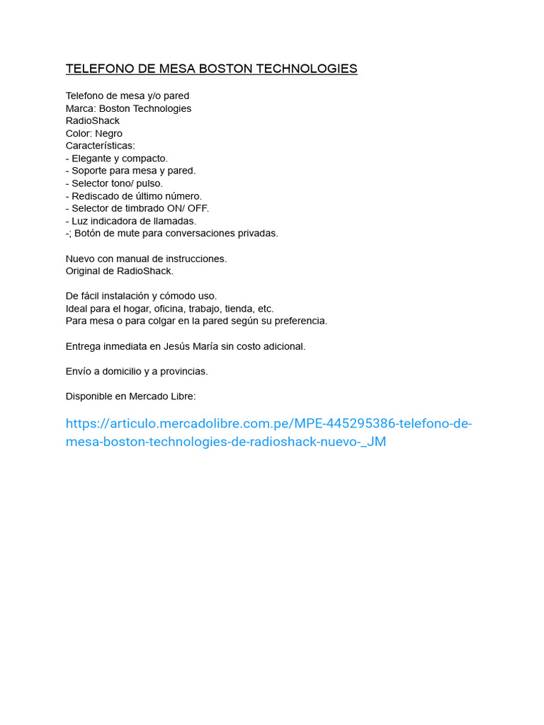 Telefono Boston Technologies | PDF