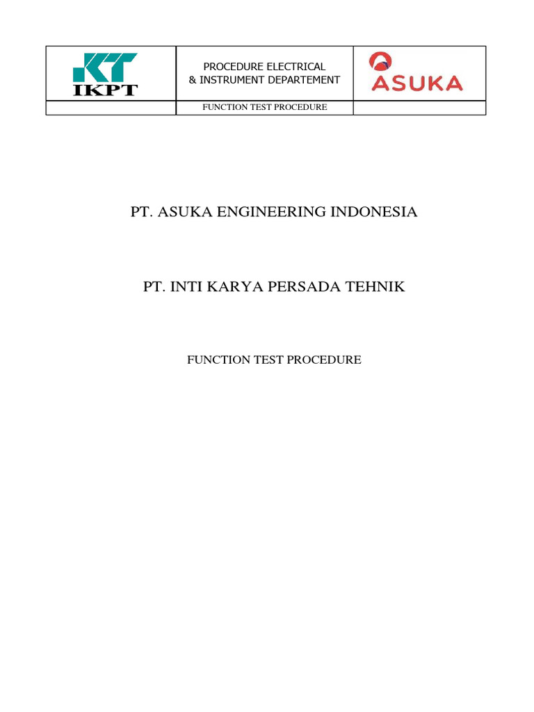 Function Test Procedure | PDF | Specification (Technical Standard) | Safety
