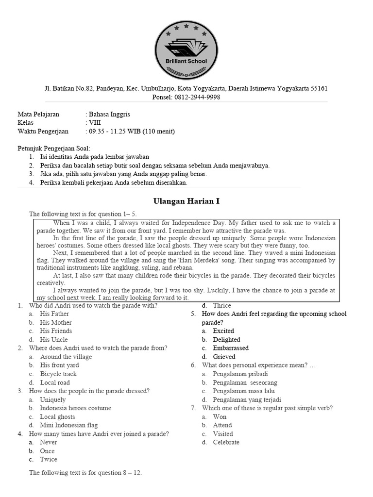 Ulangan 8 - BB - Personal Experience | PDF