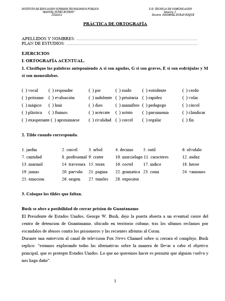 Prácticas de Ortografía 23 I | PDF | Dormir | Universo