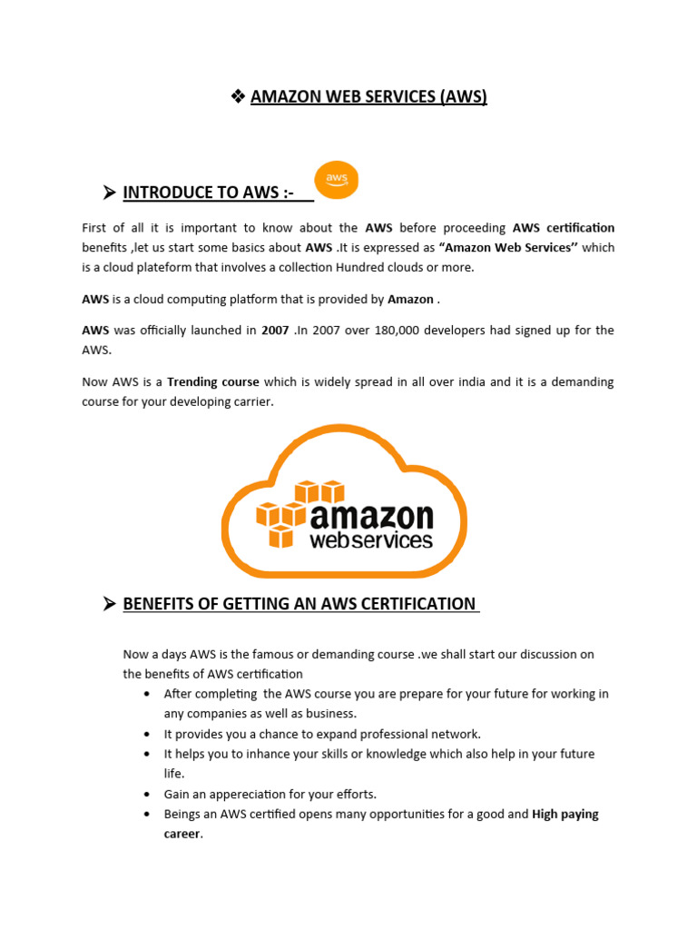 AWS Certification Benefits & Training | PDF | Amazon Web Services ...