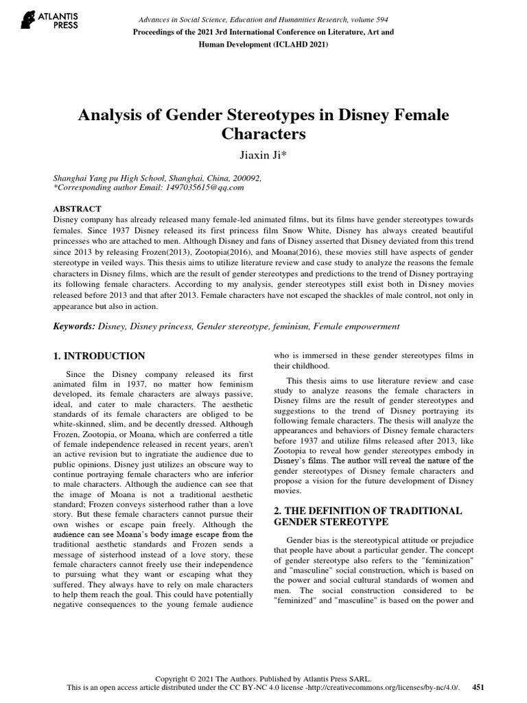Disney Film Characters Gender Stereotypes | PDF | Gender | Gender Studies