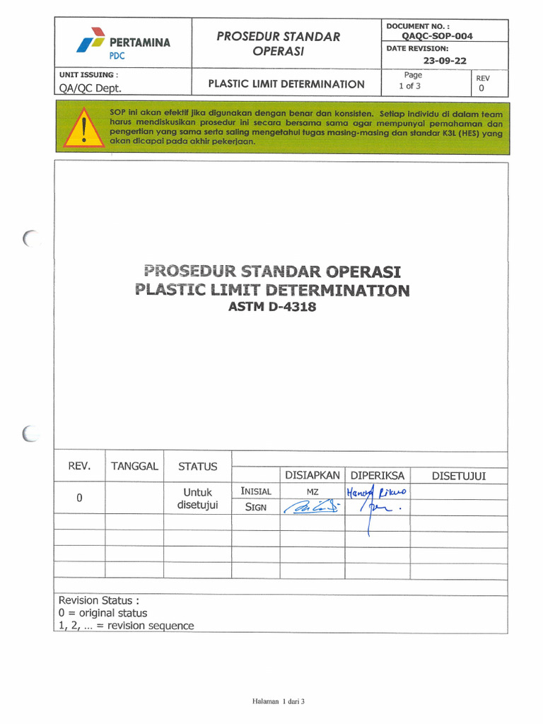 Qaqc-Sop-004 Sop Plastic Limit Determination | PDF Qaqc-Sop-004 Sop Plastic Limit Determination | PDF