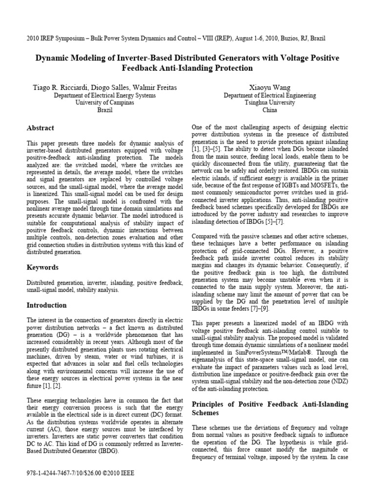 22 Anti Islanding Pdf Power Inverter Distributed Generation