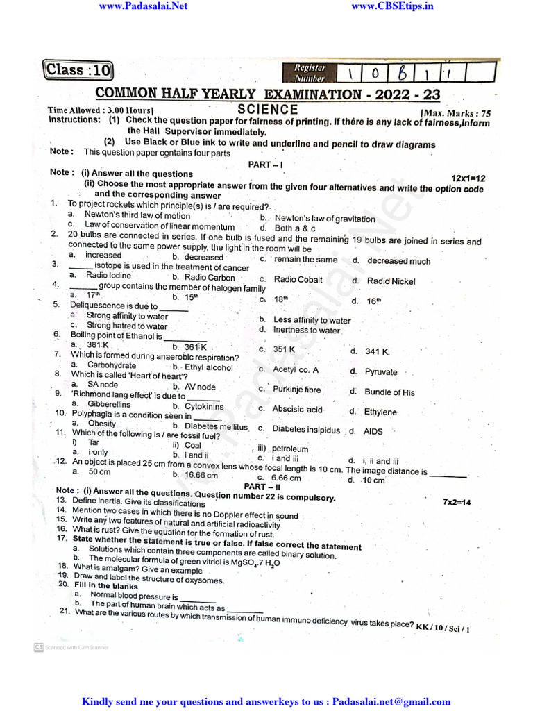 10th-Science-EM-Half-Yearly-Exam-2022-Original-Question-Paper-Kallakurichi-District-English ...