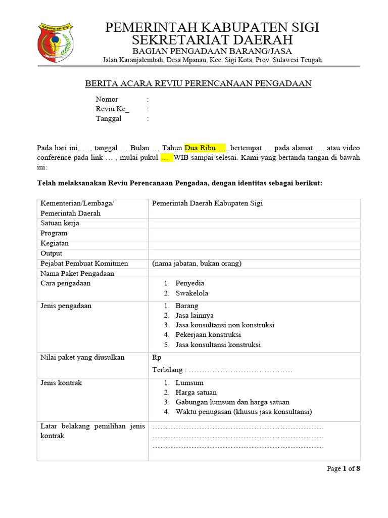 BA Reviu Perencanaan Pengadaan - UKPBJ | PDF