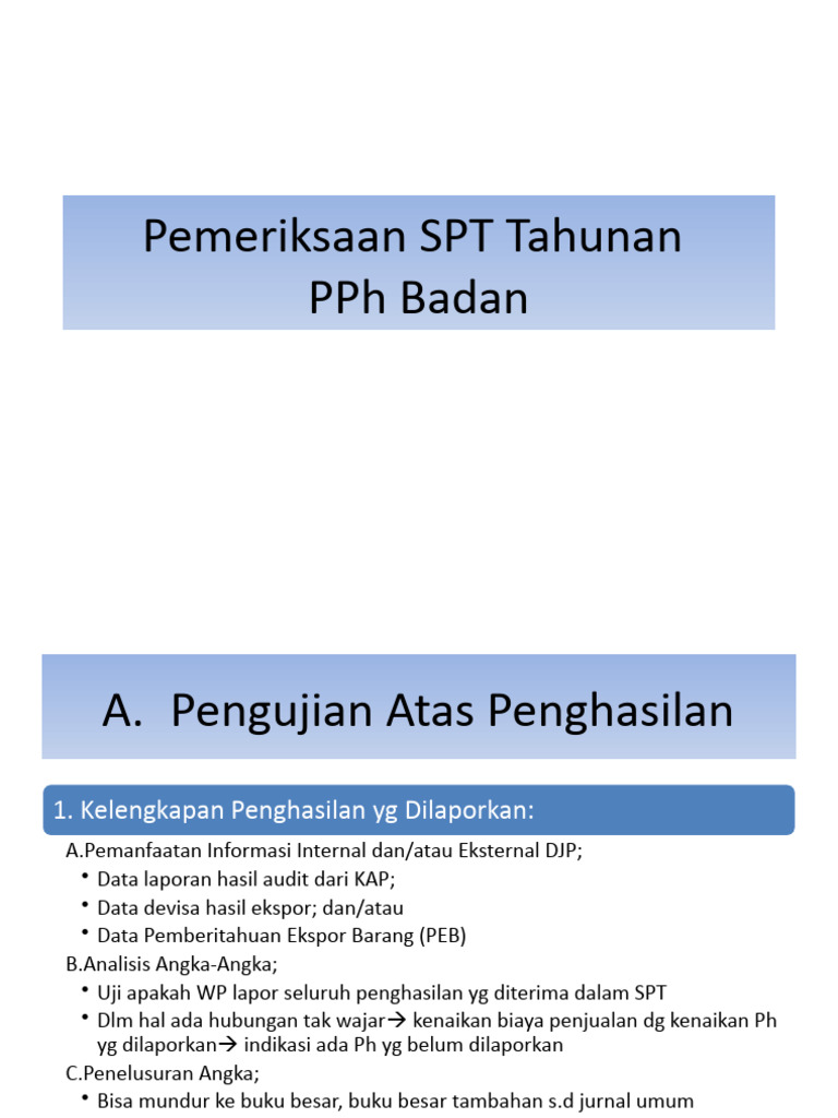 M9 Pemeriksaan SPT Tahunan PPH Badan | PDF
