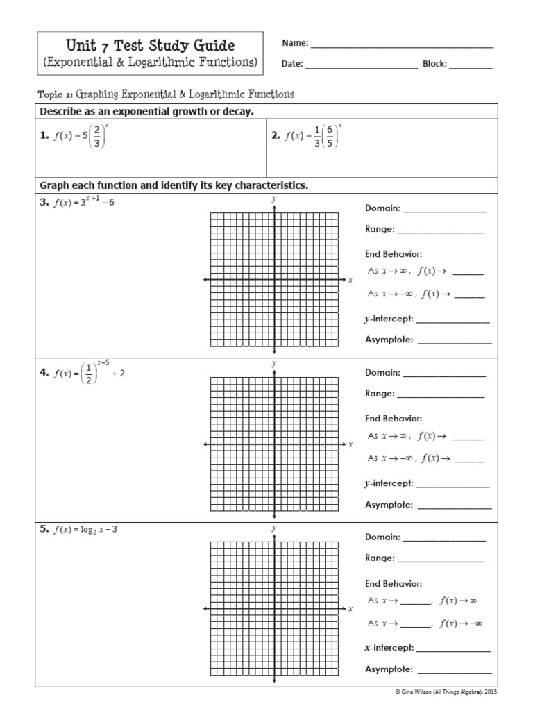 Study Guide - Exponential & Logarithmic Functions | PDF