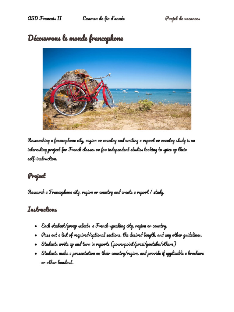 Projet_de_vacances_Français_II | PDF