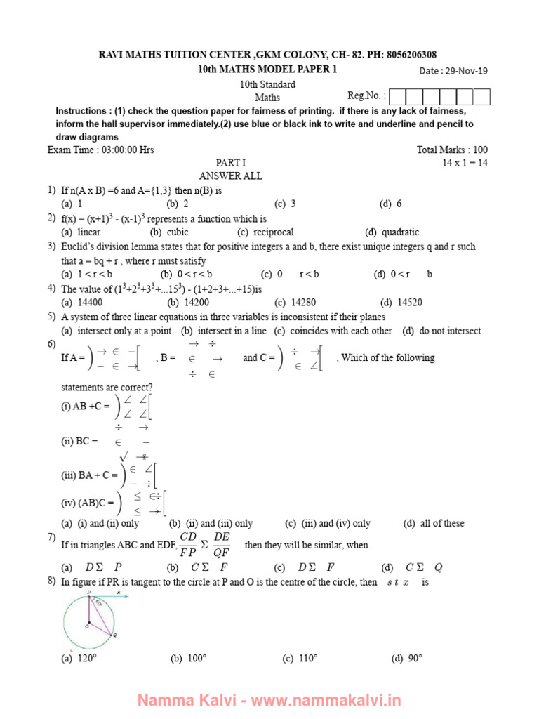 Namma Kalvi 10th Maths Question Papers em 217391-Min | PDF | Algebra ...