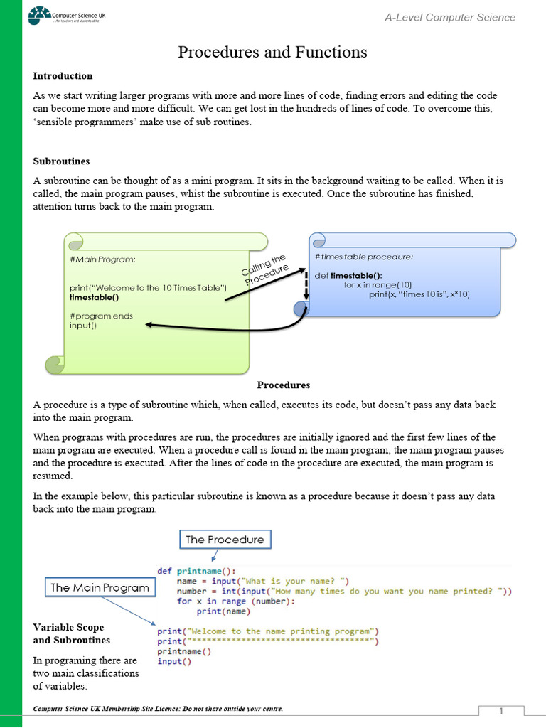 1211 Procedures And Functions Pdf Parameter Computer Programming Variable Computer