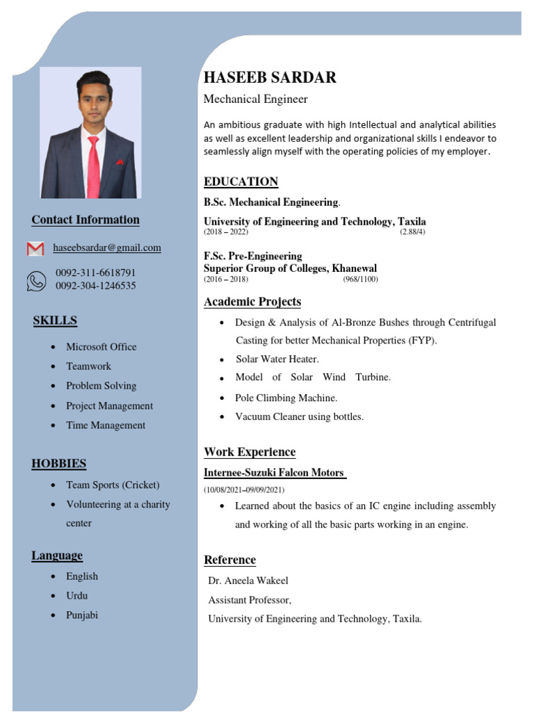 Hasseb Sardar CV Updated | PDF | Engineering | Physical Sciences