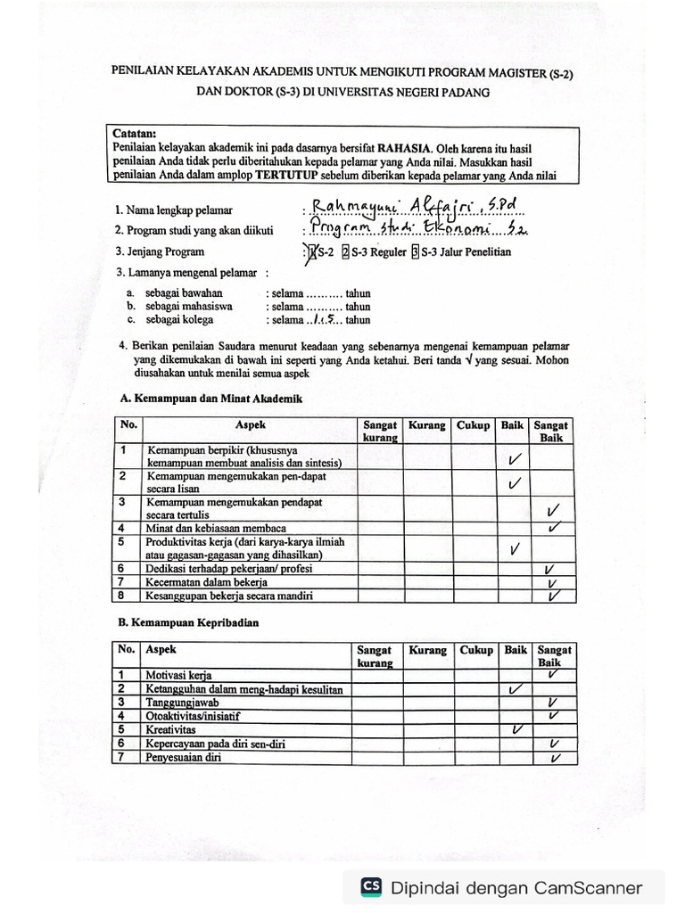 Surat Rekomendasi - Rahmayuni Alfajri | PDF