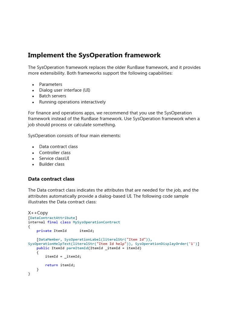 Implement The Sysoperation Framework Pdf User Interface Software Development