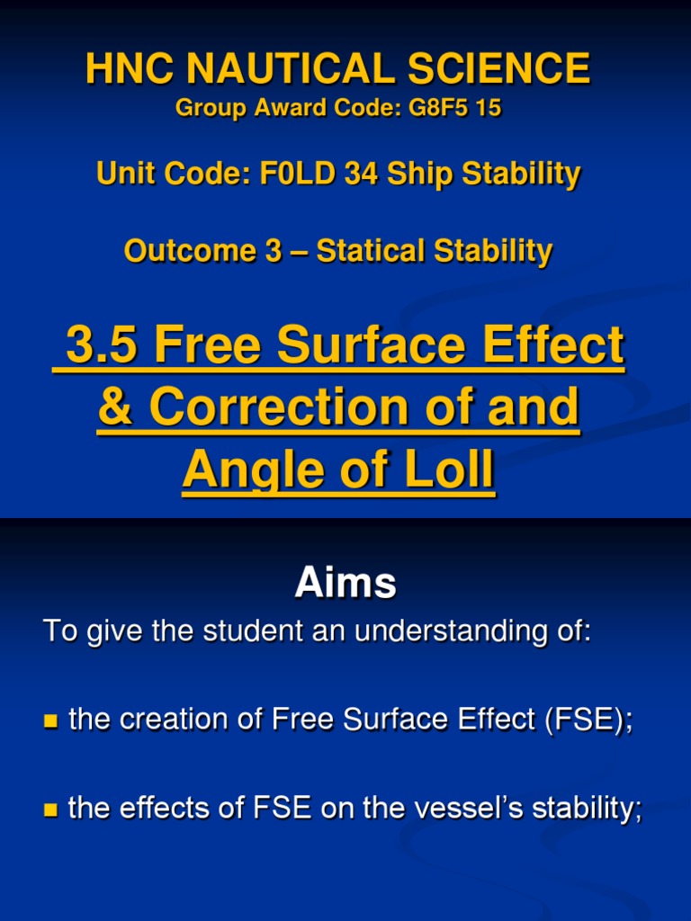 Free Surface Effect on Ship Stability | PDF | Buoyancy | Mechanics