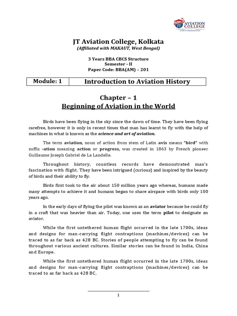 Chapter.-1 Beginning of Aviation | PDF | Airship | Aircraft